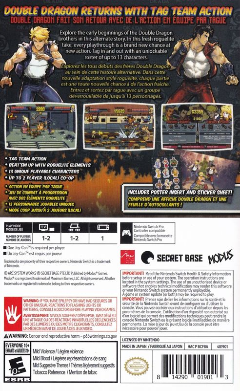 Double Dragon Gaiden: Rise of the Dragons cover or packaging material - MobyGames