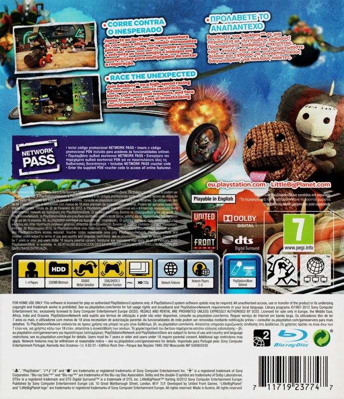 LittleBigPlanet Karting cover or packaging material - MobyGames