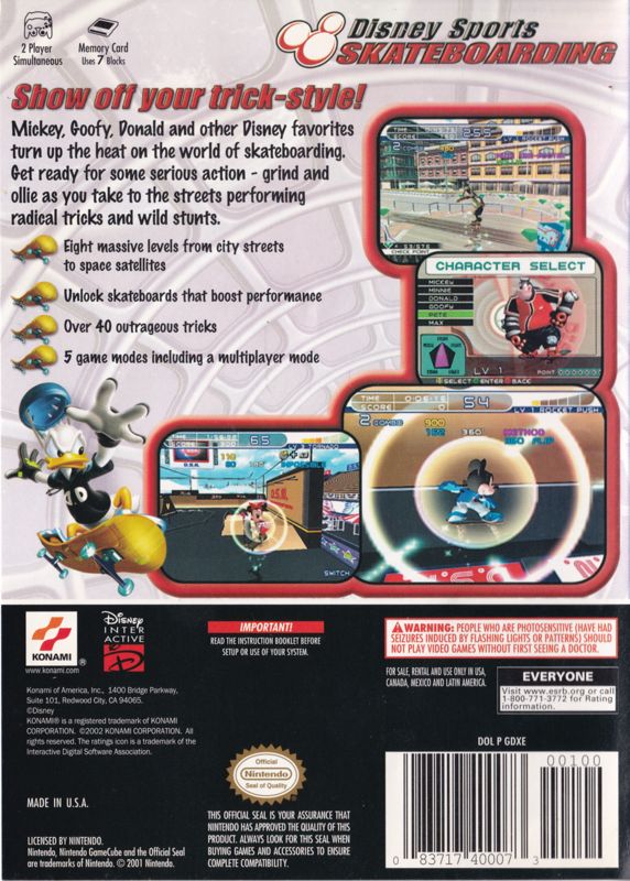 Disney Sports Skateboarding cover or packaging material - MobyGames