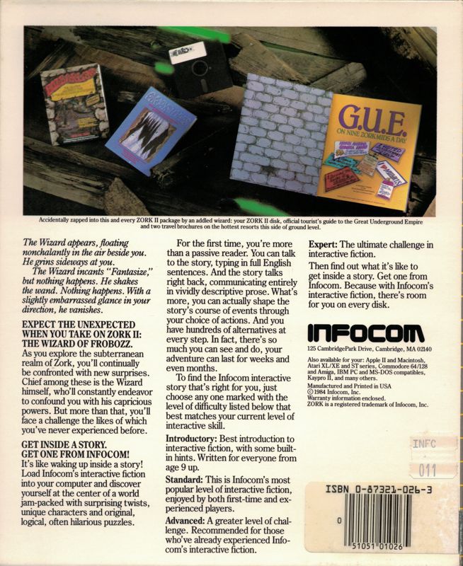 Zork II: The Wizard of Frobozz cover or packaging material - MobyGames