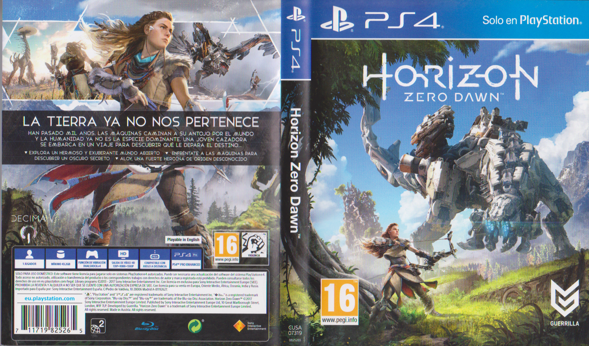 Horizon: Zero Dawn cover or packaging material - MobyGames