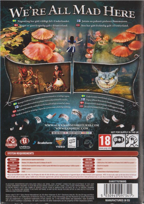 Alice: Madness Returns cover or packaging material - MobyGames
