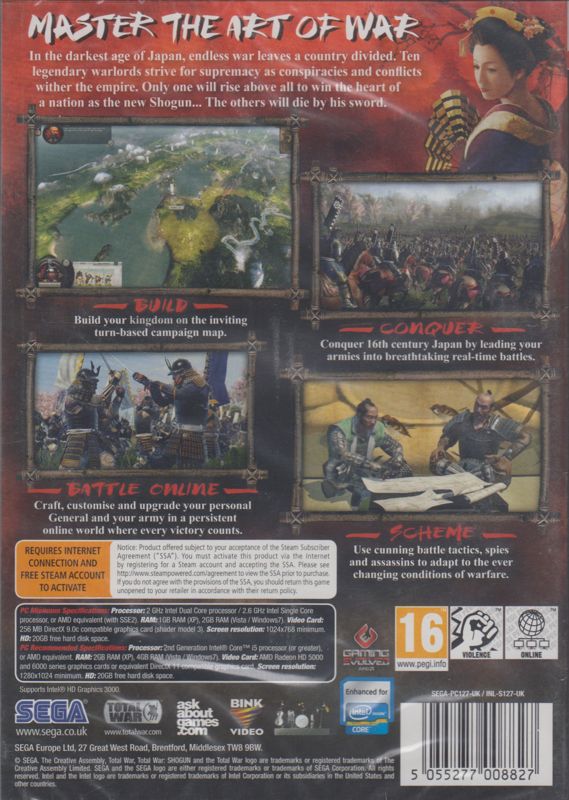 Total War: Shogun 2 cover or packaging material - MobyGames