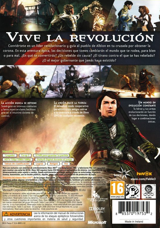 Fable III cover or packaging material - MobyGames