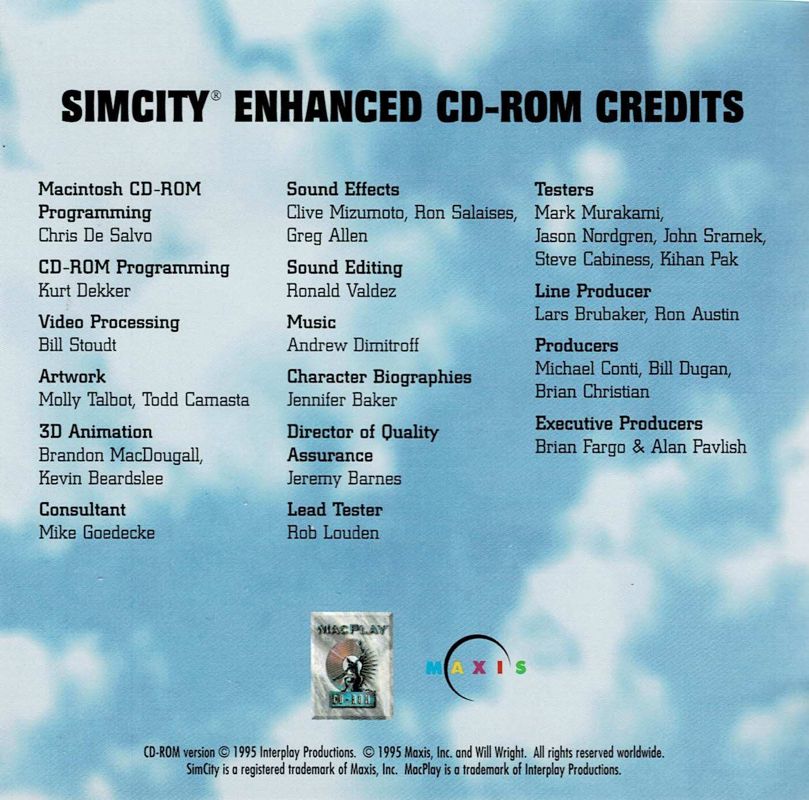 SimCity: Enhanced CD-ROM cover or packaging material - MobyGames