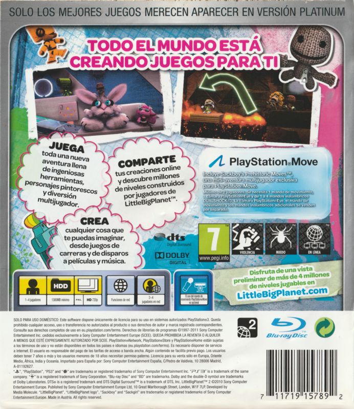 LittleBigPlanet 2 cover or packaging material - MobyGames