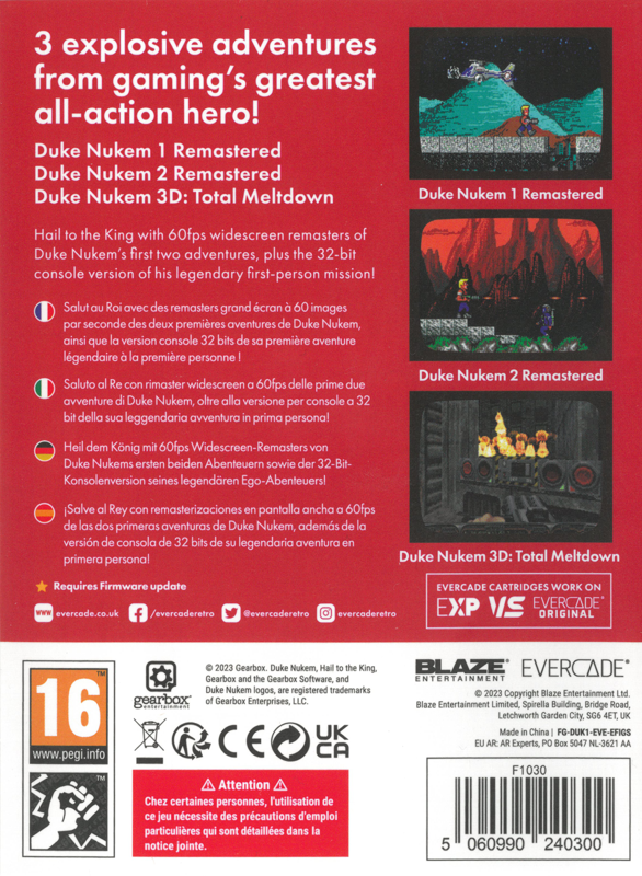 Duke Nukem 1+2 Remastered / Duke Nukem 3D: Total Meltdown cover or ...