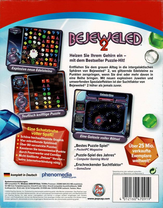 Bejeweled 2: Deluxe cover or packaging material - MobyGames