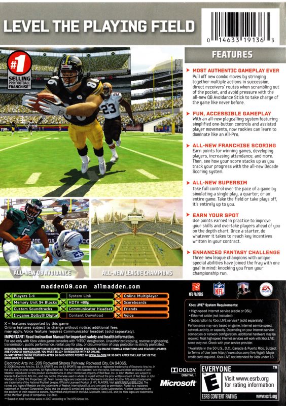 Madden NFL 09 cover or packaging material - MobyGames