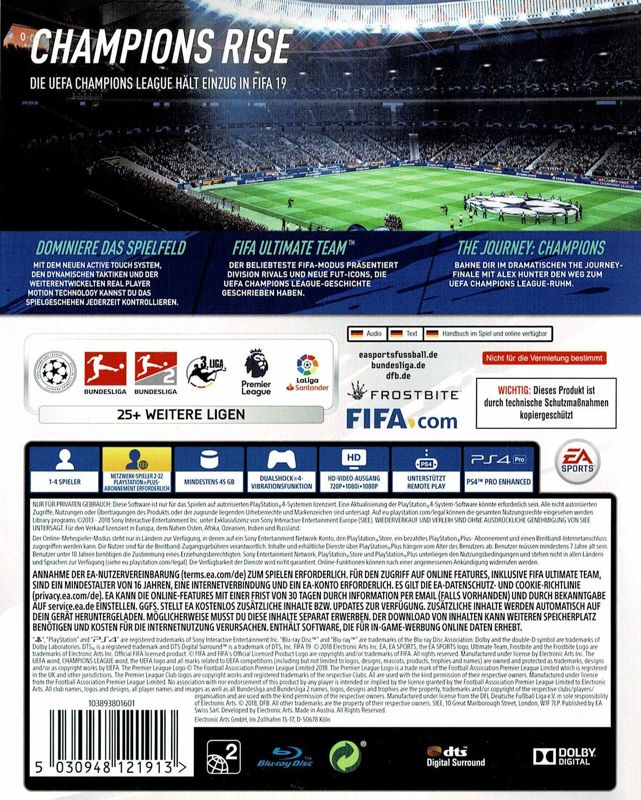 FIFA 19 cover or packaging material - MobyGames