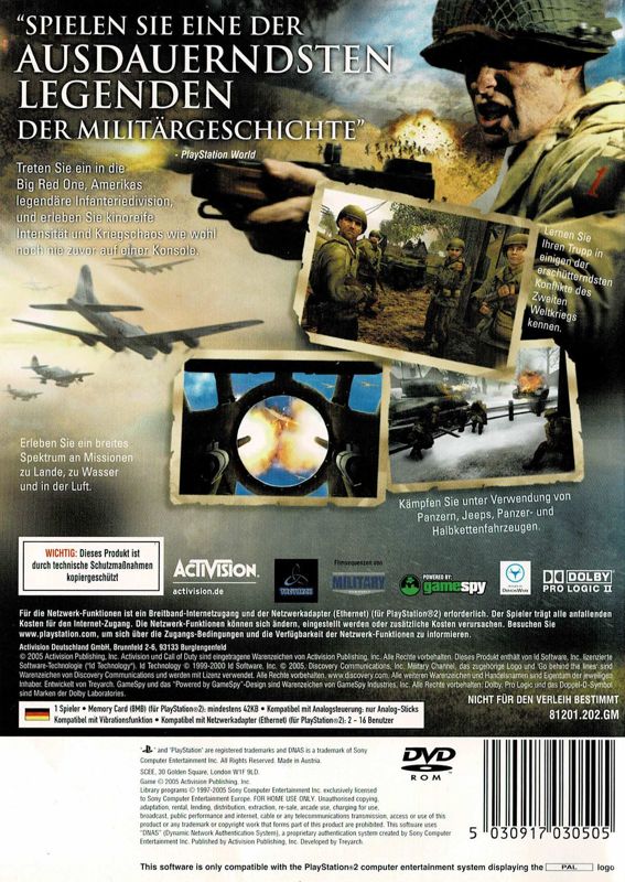 Call of Duty 2: Big Red One cover or packaging material - MobyGames