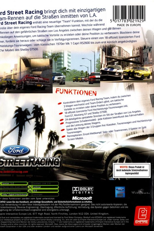 Ford Bold Moves Street Racing cover or packaging material - MobyGames