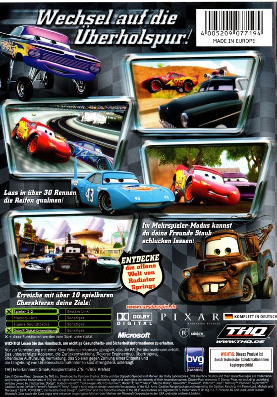 Disney•Pixar Cars cover or packaging material - MobyGames