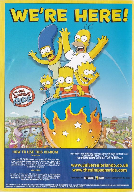 The Simpsons Ride: Preview CD-ROM (included game) cover or packaging ...