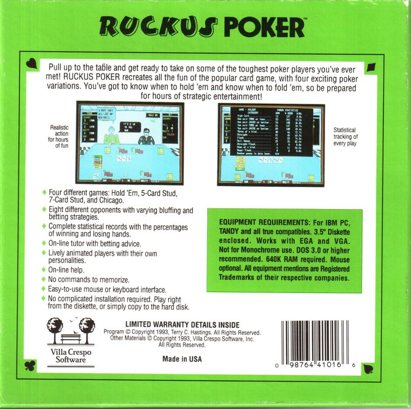 Ruckus Poker cover or packaging material - MobyGames