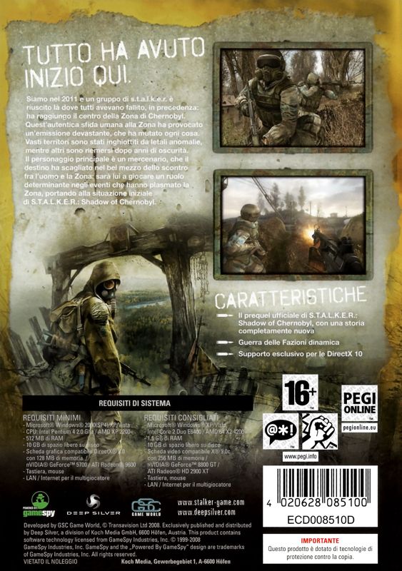 S.T.A.L.K.E.R.: Clear Sky - Prologue cover or packaging material ...