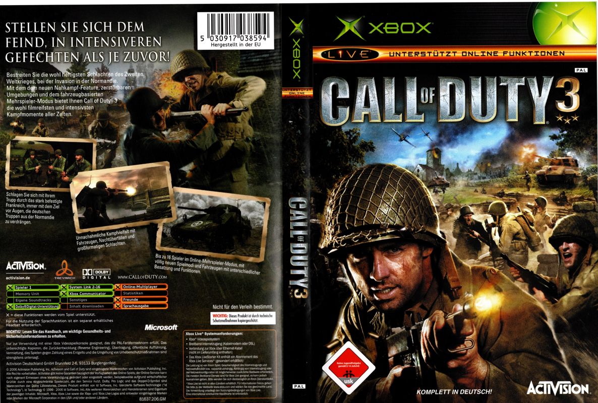 Call of Duty 3 cover or packaging material - MobyGames