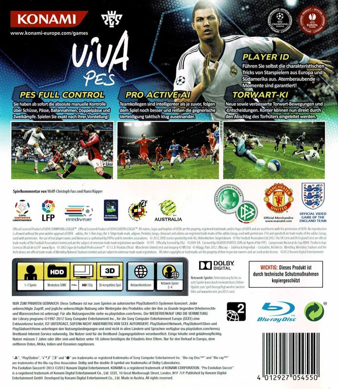 PES 2013: Pro Evolution Soccer cover or packaging material - MobyGames