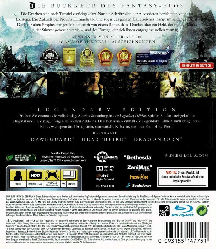 The Elder Scrolls V: Skyrim - Legendary Edition cover or packaging ...