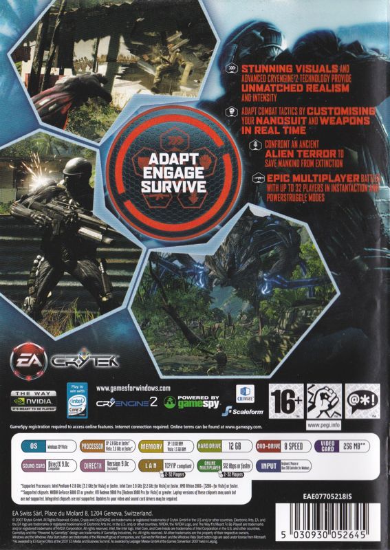 Crysis cover or packaging material - MobyGames