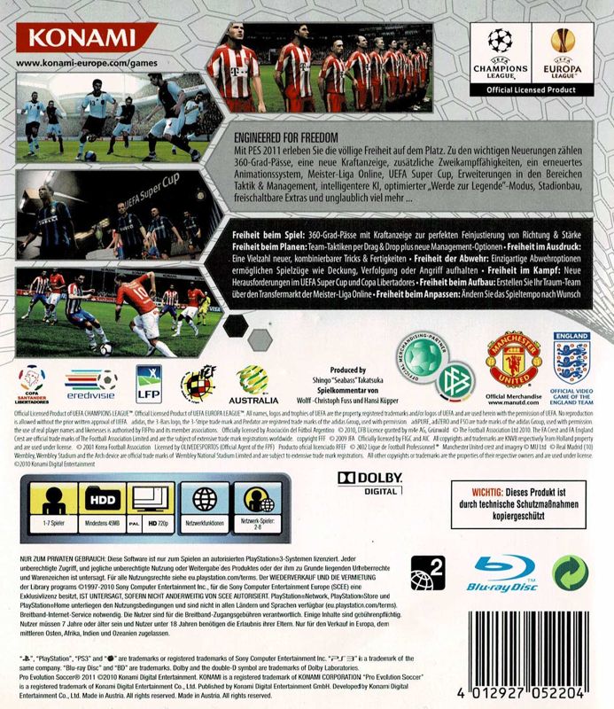PES 2011: Pro Evolution Soccer cover or packaging material - MobyGames