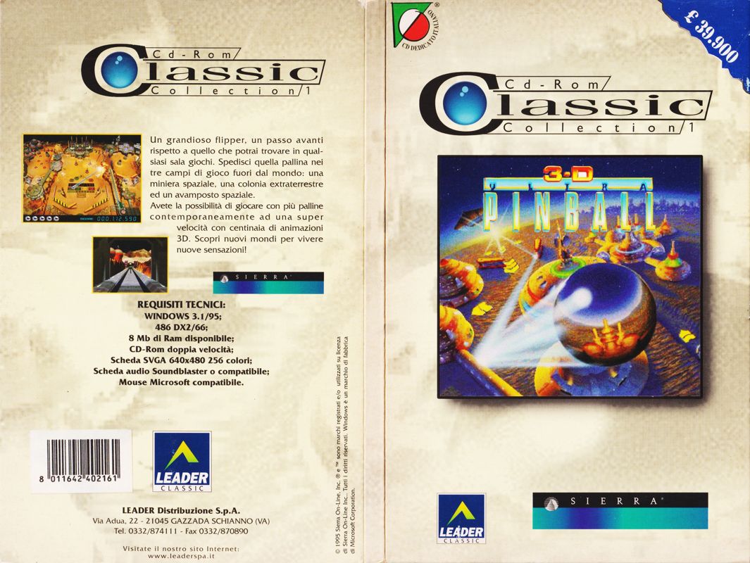 3-D Ultra Pinball cover or packaging material - MobyGames