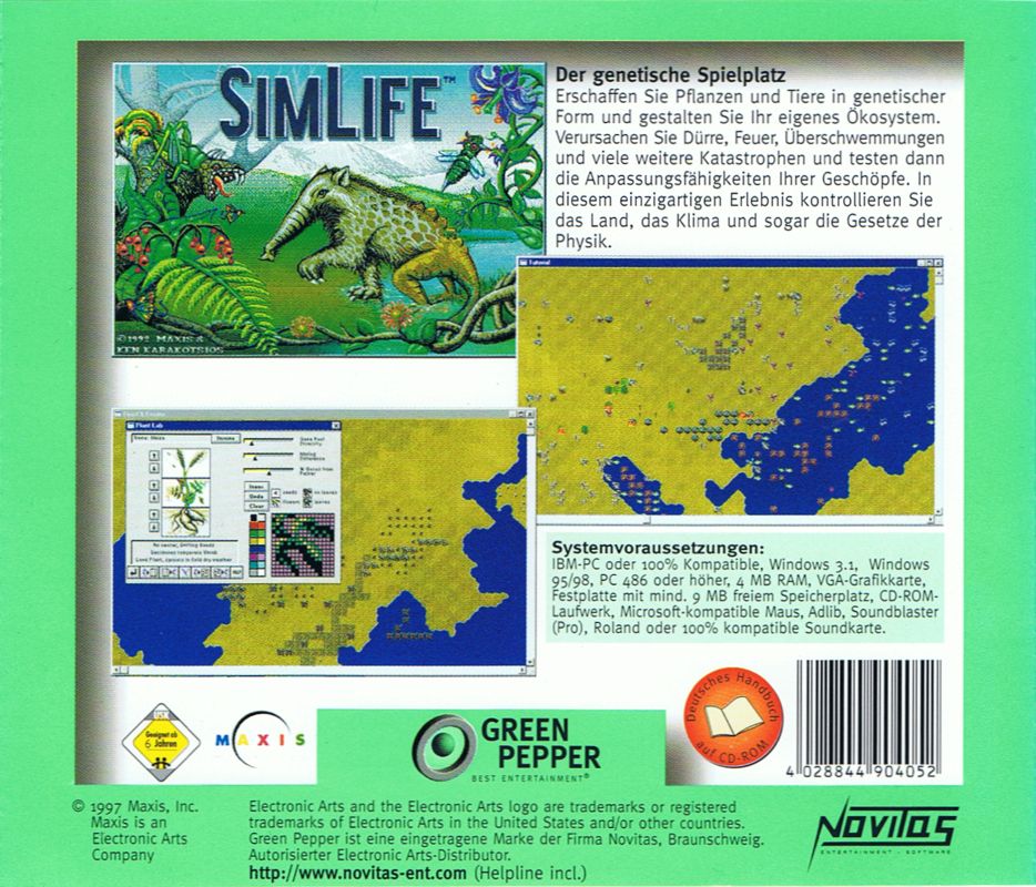 SimLife cover or packaging material - MobyGames