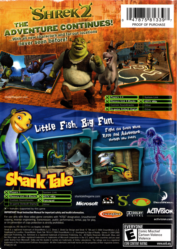2 Games in 1: Shrek 2 / Shark Tale cover or packaging material - MobyGames