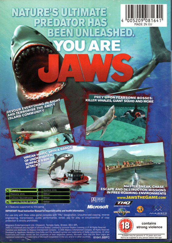 Jaws: Unleashed cover or packaging material - MobyGames