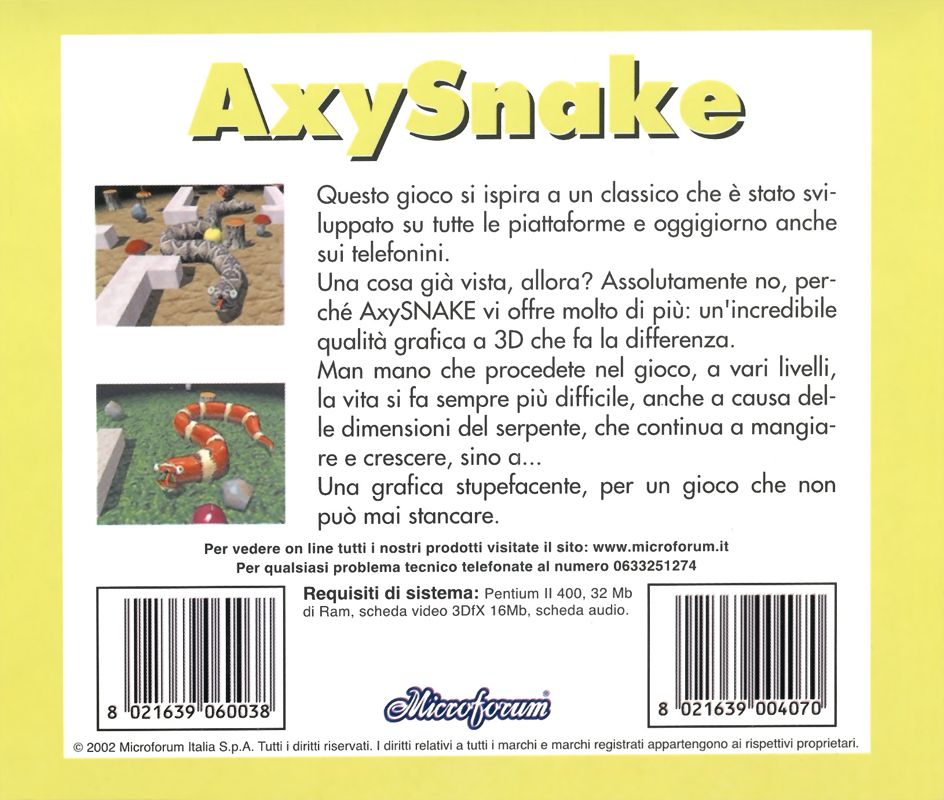 AxySnake cover or packaging material - MobyGames