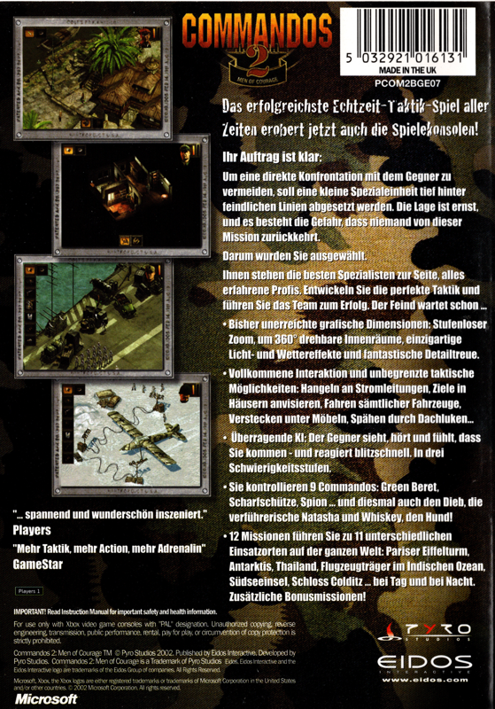 Commandos 2: Men of Courage cover or packaging material - MobyGames