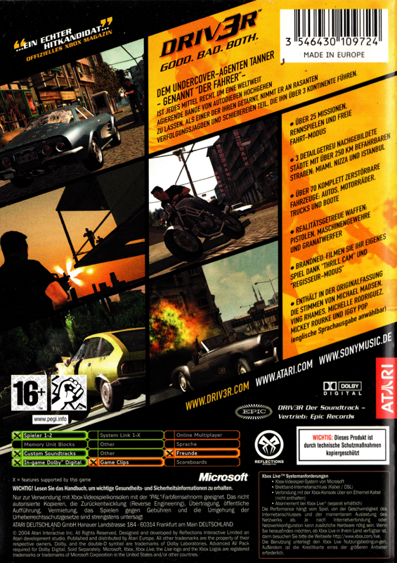 Driv3r cover or packaging material - MobyGames