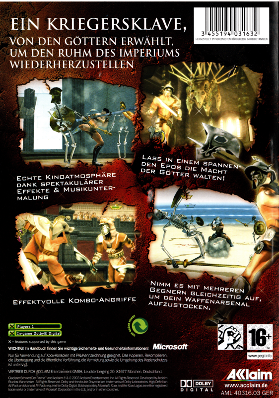 Gladiator: Sword of Vengeance cover or packaging material - MobyGames