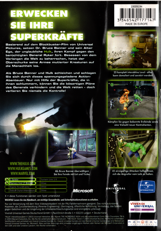 Hulk cover or packaging material - MobyGames