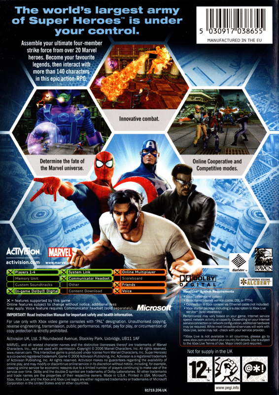 Marvel Ultimate Alliance cover or packaging material - MobyGames