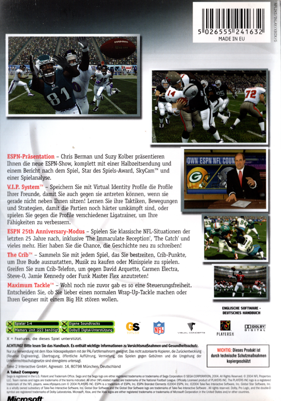 ESPN NFL 2K5 cover or packaging material - MobyGames