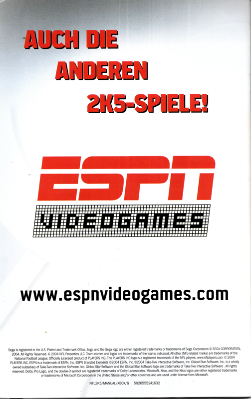 ESPN NFL 2K5 cover or packaging material - MobyGames