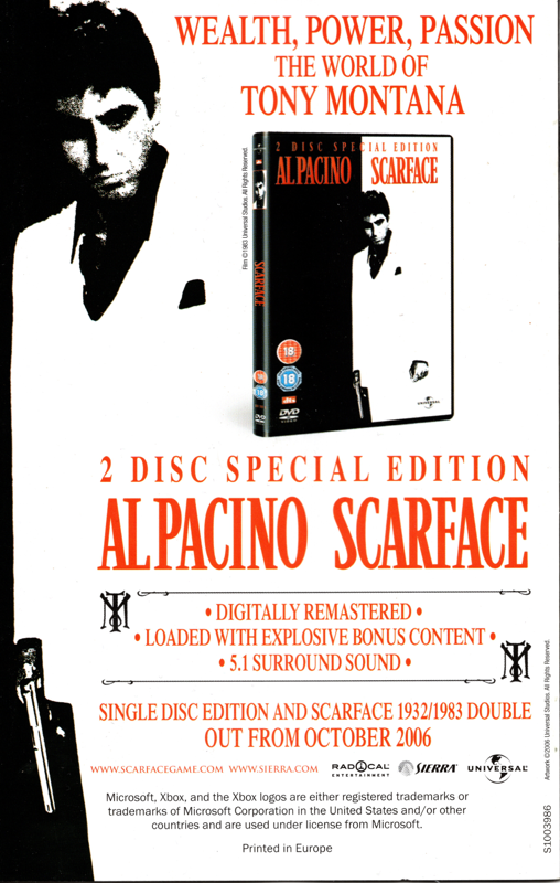 Scarface: The World Is Yours cover or packaging material - MobyGames
