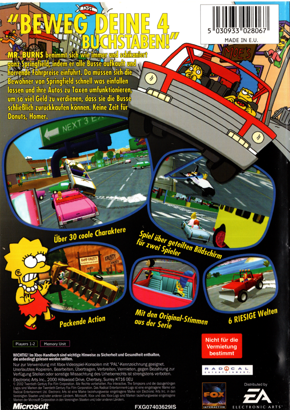 The Simpsons: Road Rage cover or packaging material - MobyGames