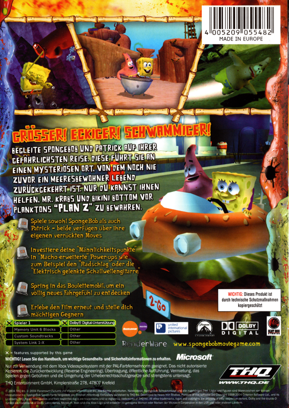 The SpongeBob SquarePants Movie cover or packaging material - MobyGames