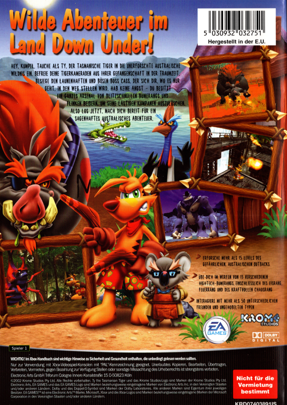 Ty the Tasmanian Tiger cover or packaging material - MobyGames