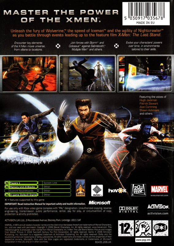 X-Men: The Official Game cover or packaging material - MobyGames