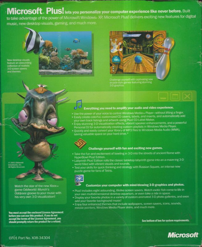 Microsoft Plus! for Windows XP (included games) cover or packaging ...