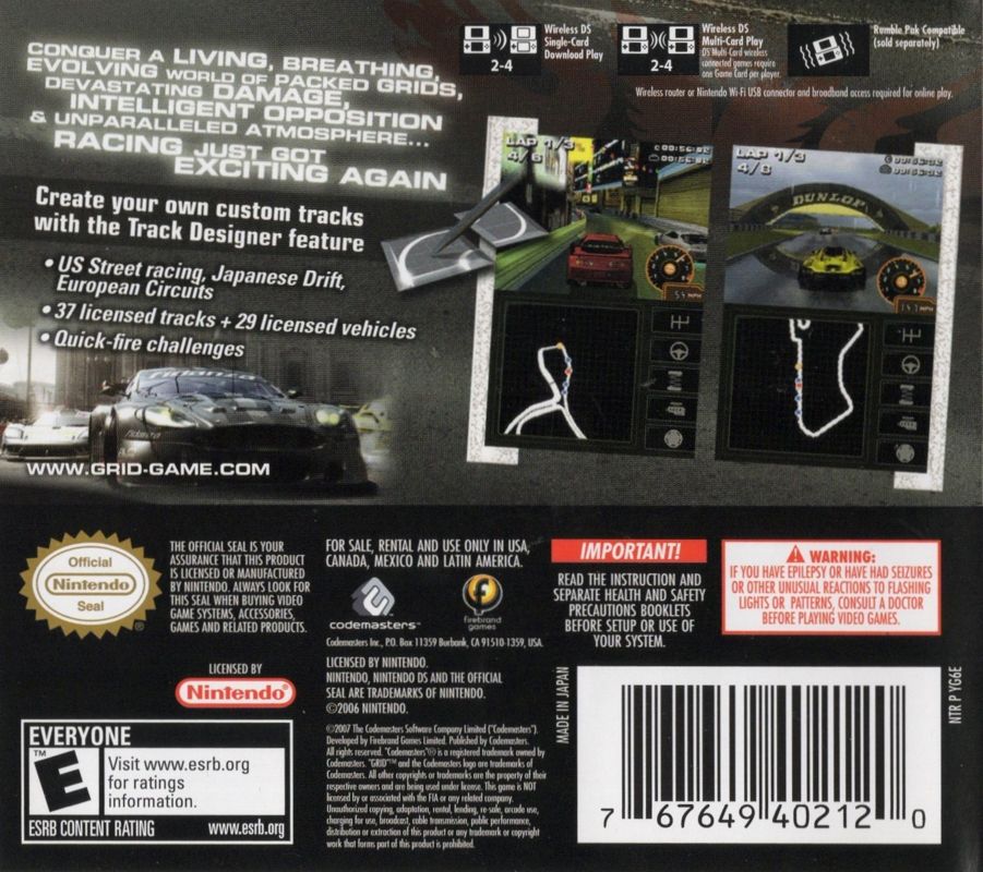 GRID cover or packaging material - MobyGames