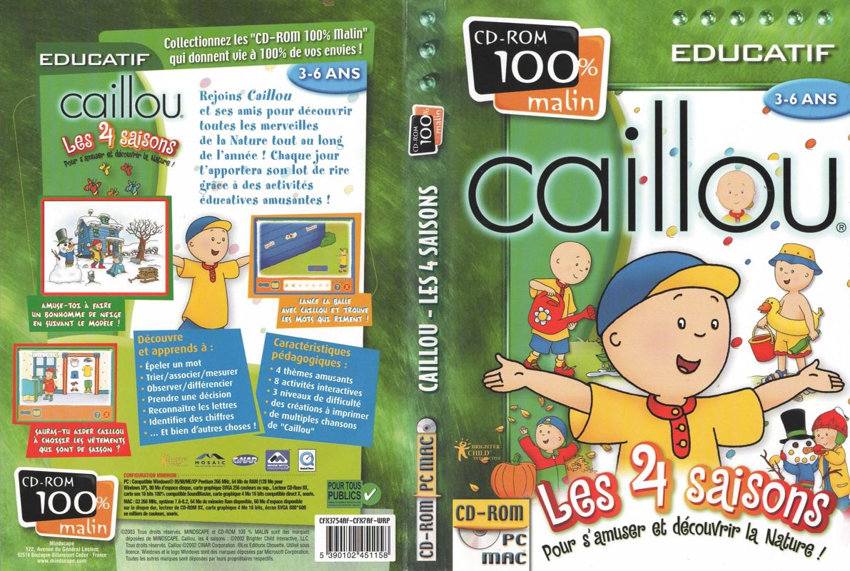 Caillou: Four Seasons of Fun cover or packaging material - MobyGames