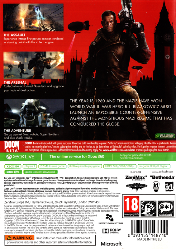 Wolfenstein: The New Order cover or packaging material - MobyGames