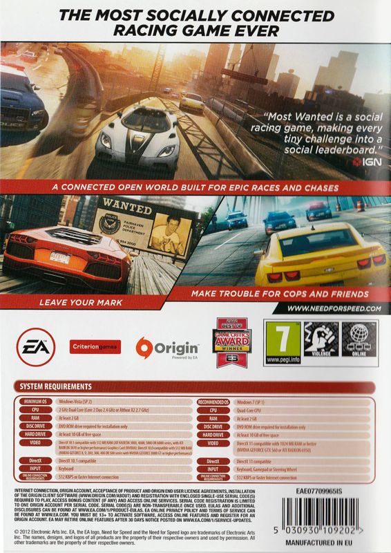 Need for Speed: Most Wanted cover or packaging material - MobyGames
