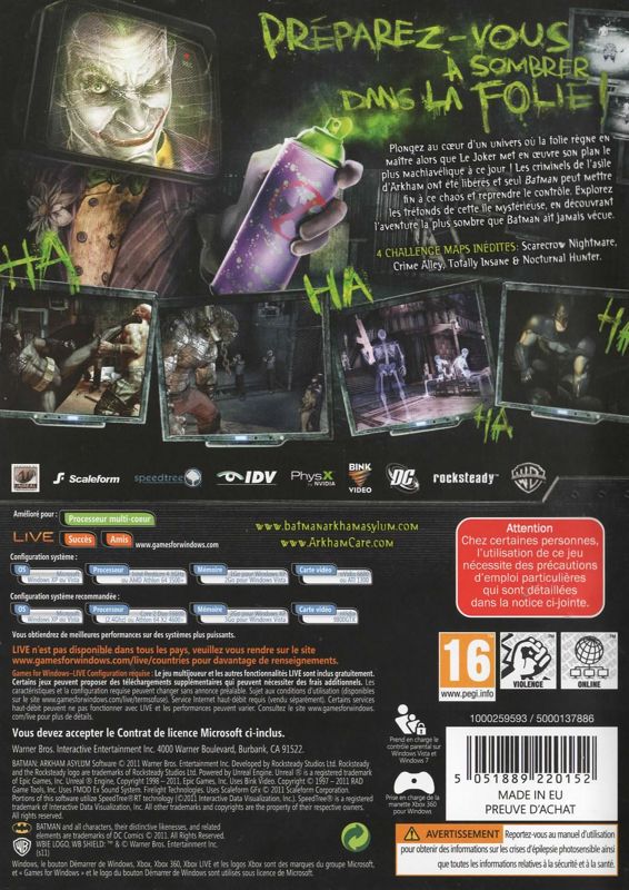 Batman: Arkham Asylum - Game of the Year Edition cover or packaging ...