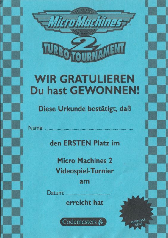 Micro Machines 2: Turbo Tournament cover or packaging material - MobyGames