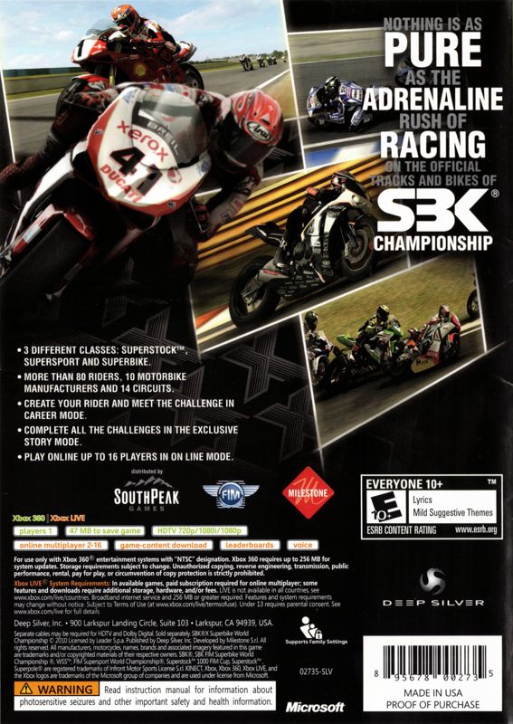 SBK X: Superbike World Championship cover or packaging material - MobyGames